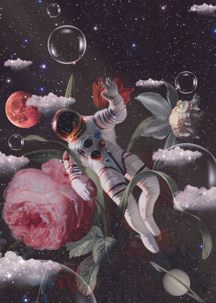 'Space Floral Odyssey' Poster, picture, metal print, paint by Elysian ...