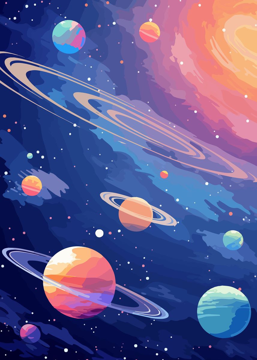 'Planets Illustration' Poster, picture, metal print, paint by Djademan ...