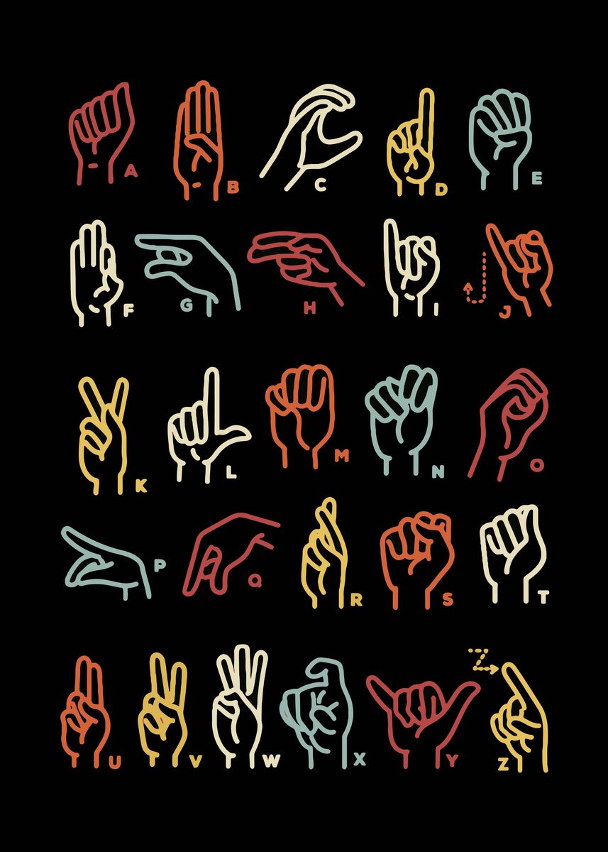 'ABC American Sign Language' Poster, picture, metal print, paint by ...