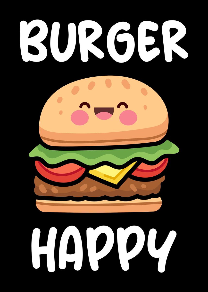 'Burger Happy' Poster, picture, metal print, paint by Dede Wiradinata ...