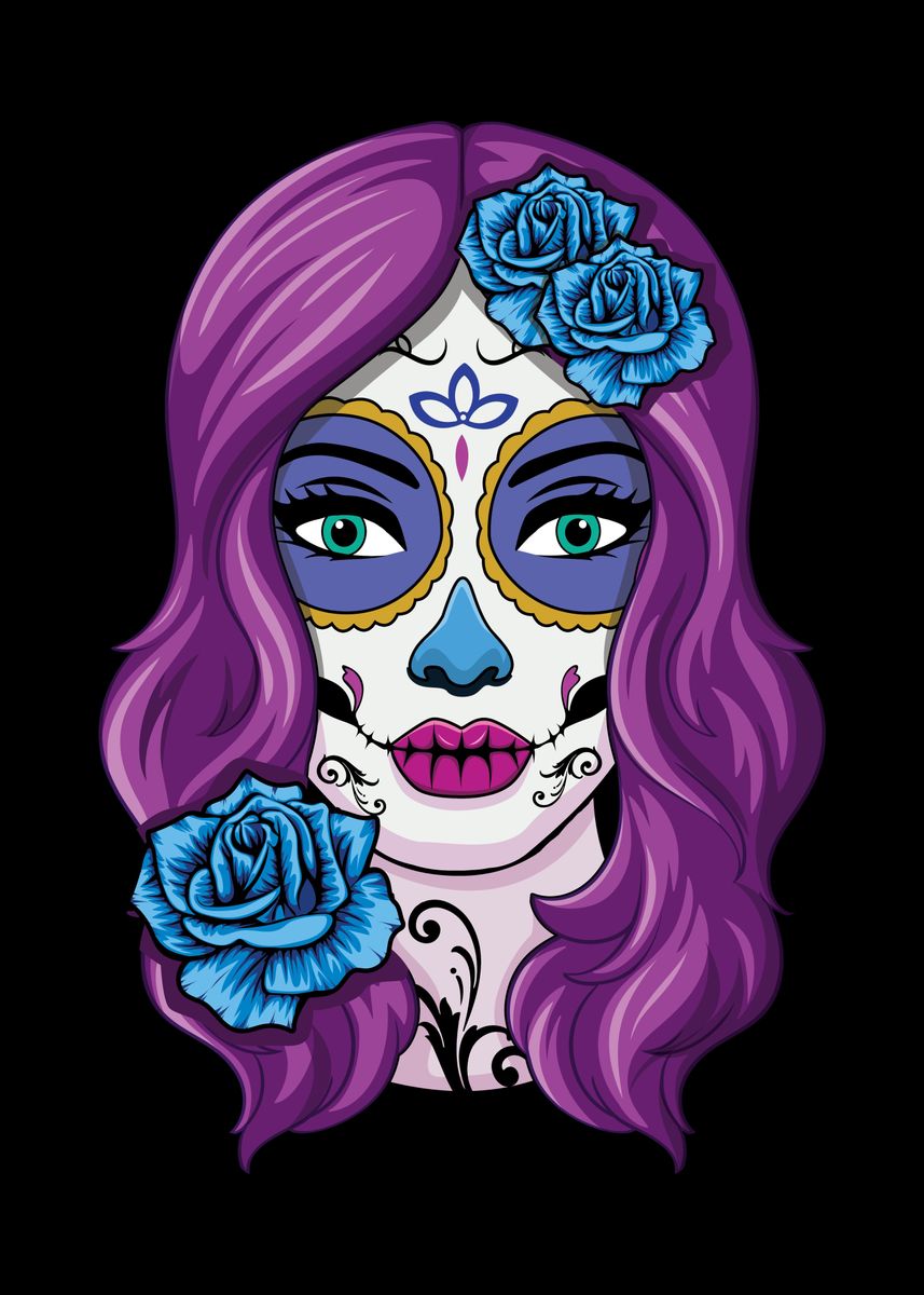 'La Catrina Los Muertos Day' Poster, picture, metal print, paint by ...