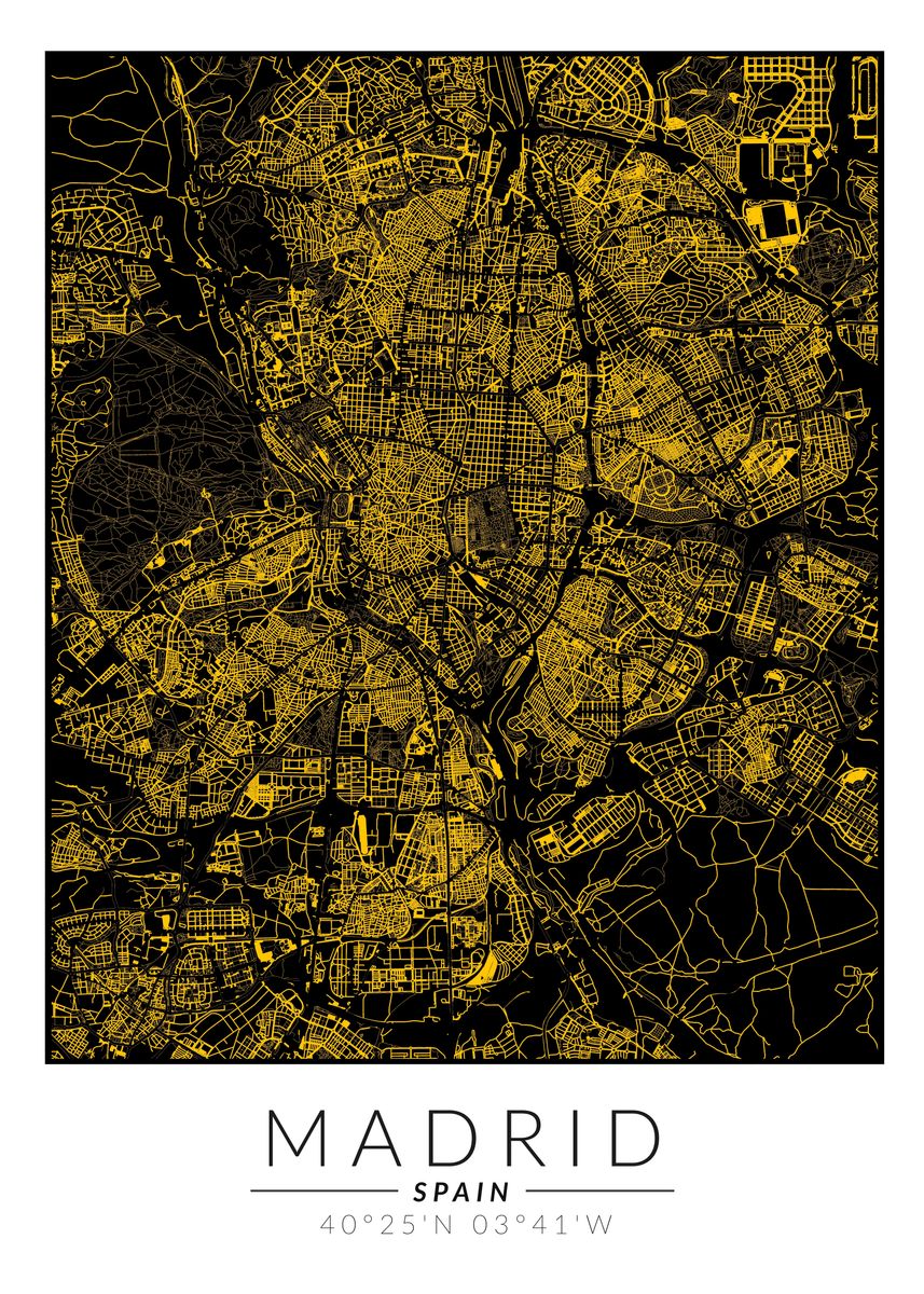 'Madrid Map' Poster, picture, metal print, paint by Posterium Wall Art ...