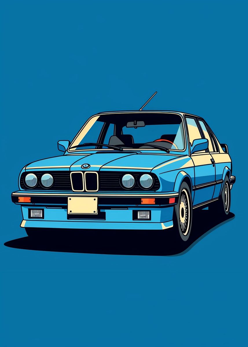 'Blue BMW E30' Poster, picture, metal print, paint by GabrangerLT ...