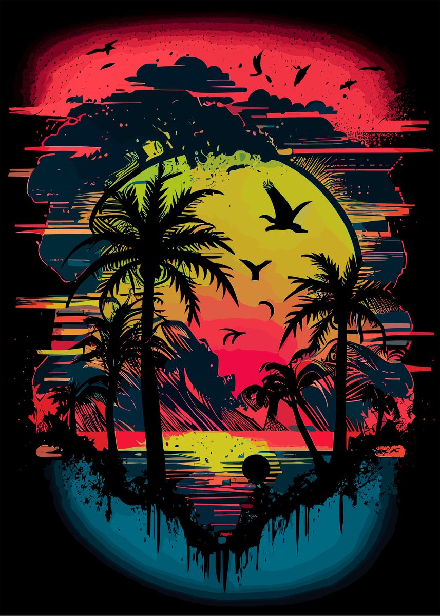 'Summer Sunset ' Poster, picture, metal print, paint by Jonah Hernandez ...