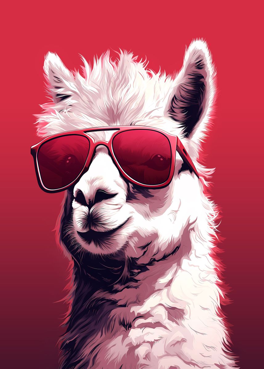 'Cool Llama With Sunglasses' Poster, picture, metal print, paint by ...