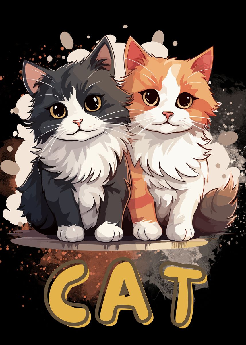 'animals cute cat' Poster, picture, metal print, paint by rahma azari ...