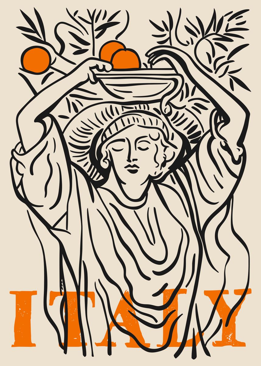 'Line Art ITALY Poster' Poster, picture, metal print, paint by ...