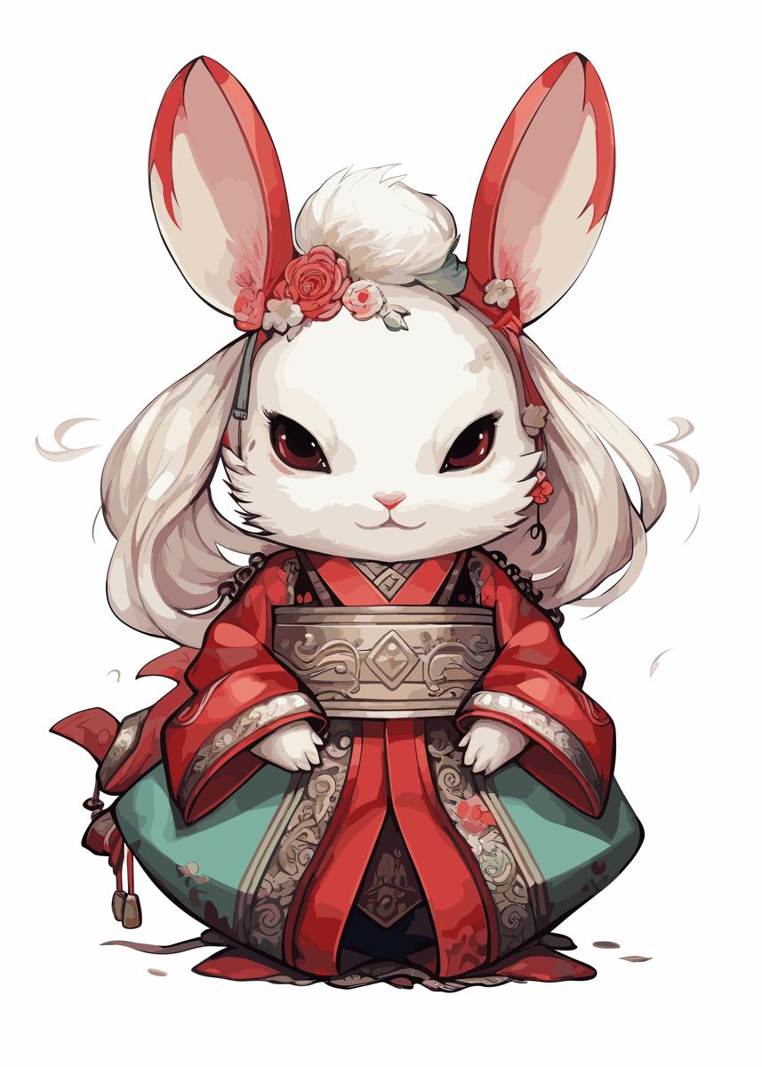 'Bunny Japanese Animals' Poster, picture, metal print, paint by Aamir ...