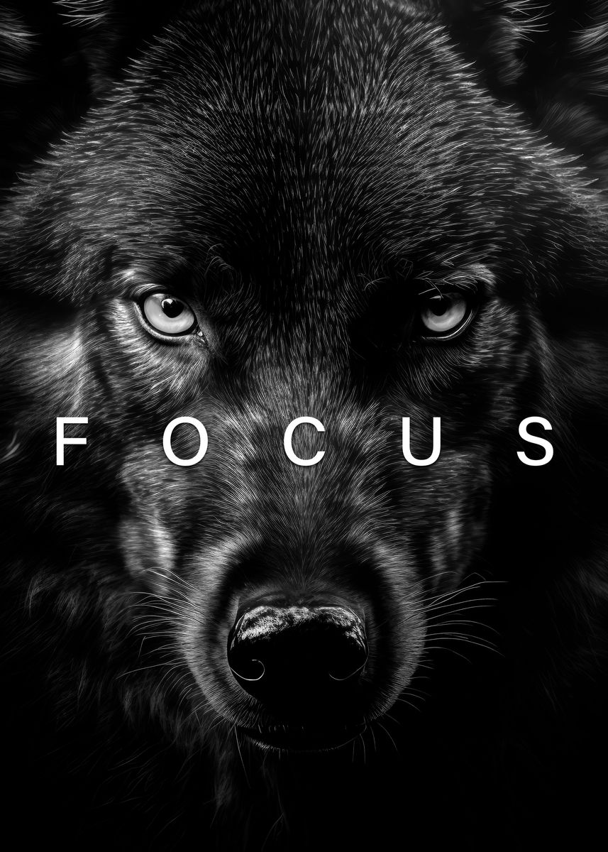 'wolf focus' Poster, picture, metal print, paint by mk studio | Displate