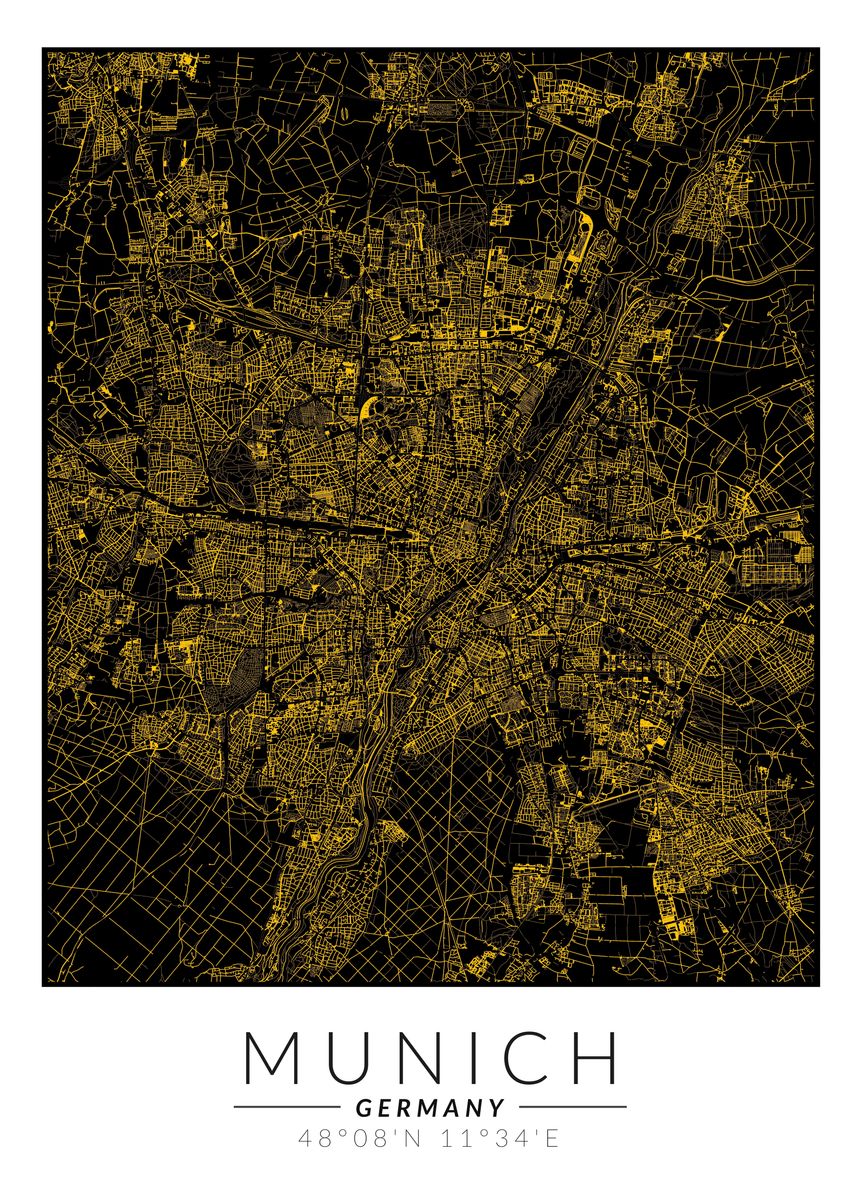 'Munich Map' Poster by Posterium Wall Art | Displate