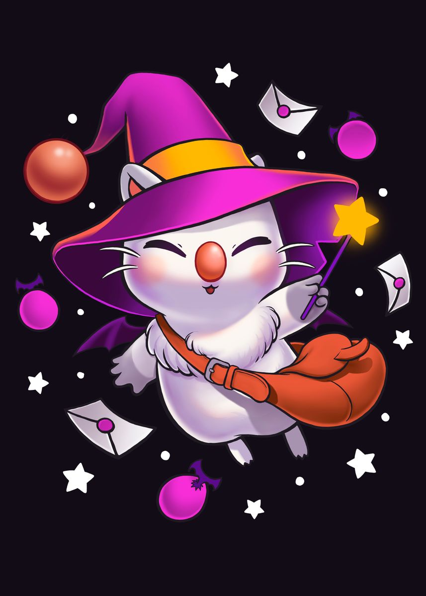 'Cute Moogle Witch Kupo' Poster, picture, metal print, paint by Blanca ...