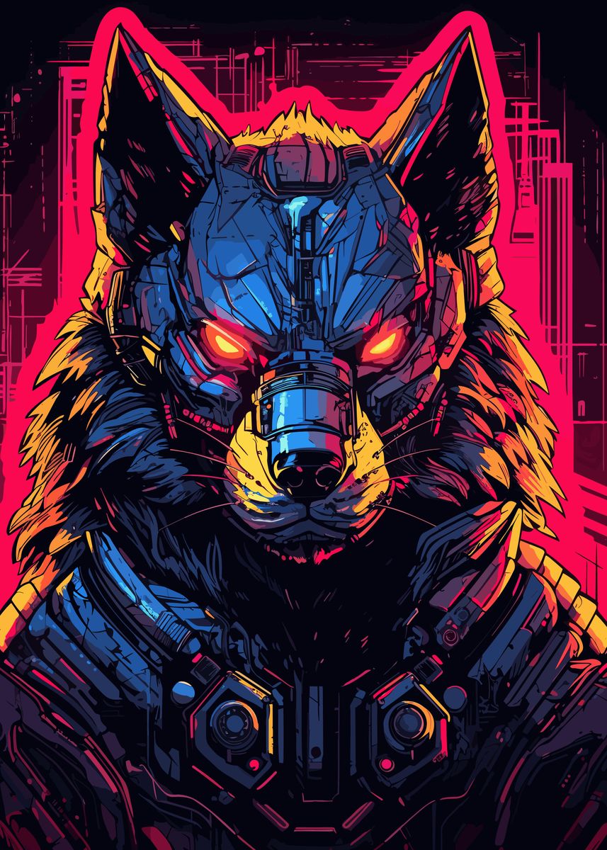 'Cyberpunk Wolf' Poster, picture, metal print, paint by Beast Lion ...