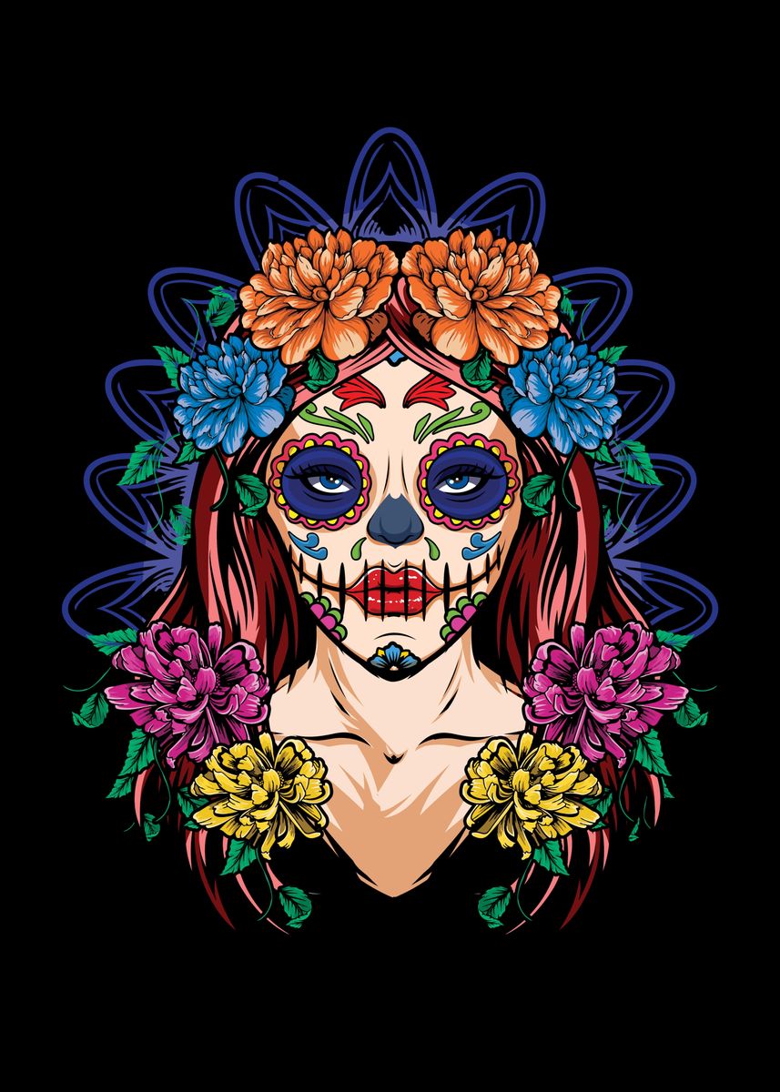 'La Catrina Los Muertos Day' Poster, picture, metal print, paint by ...