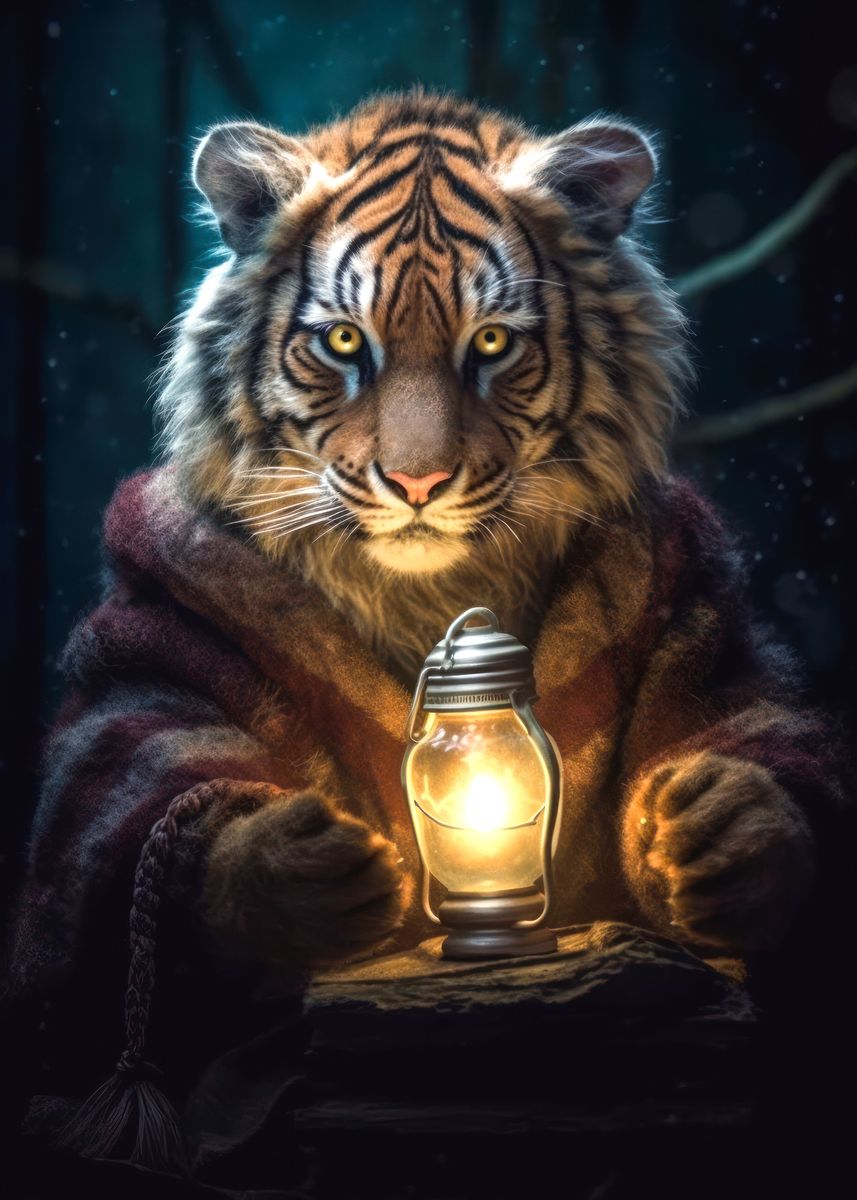 'Magical tiger' Poster, picture, metal print, paint by Adel S | Displate