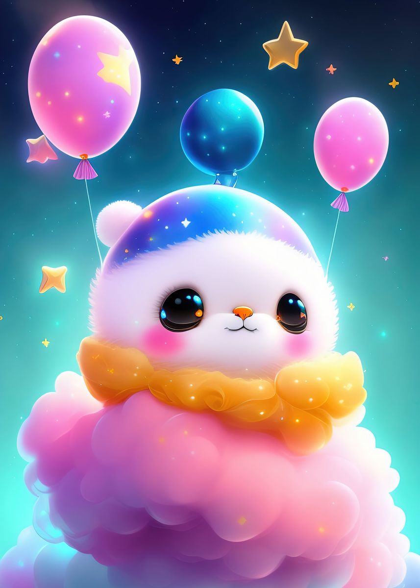 'Cute Space Baby' Poster, picture, metal print, paint by Ilyrin | Displate