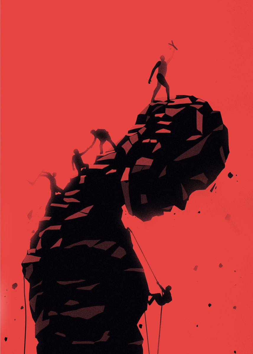 'Red Ascent' Poster, picture, metal print, paint by Neongelb | Displate