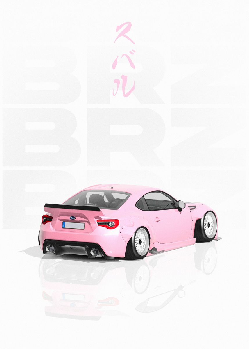 'Pink Subaru BRZ Stance' Poster, picture, metal print, paint by Yannick ...