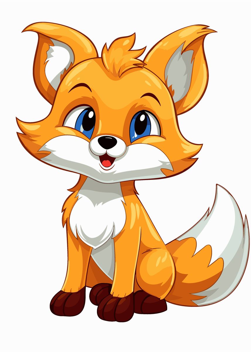 'cute fox animal cartoon' Poster, picture, metal print, paint by ...