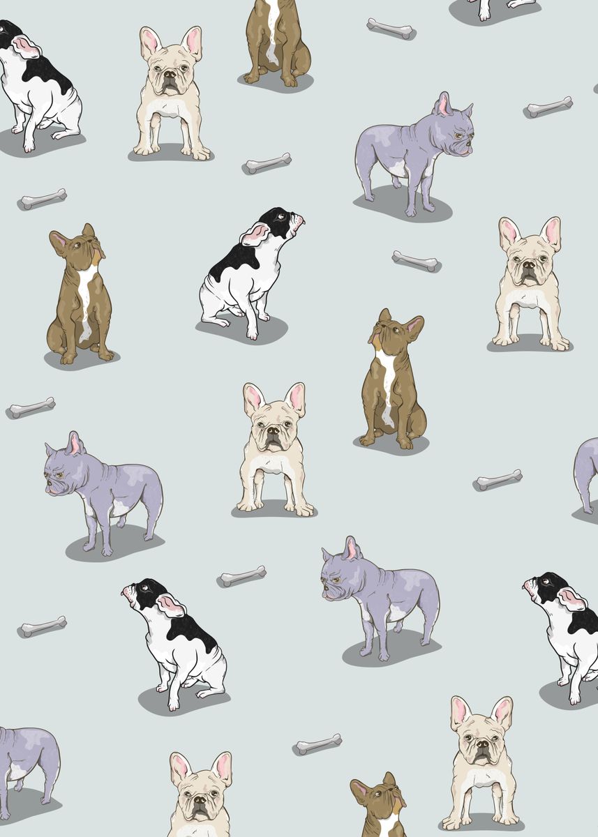 'French bulldog pattern' Poster, picture, metal print, paint by mailbox ...