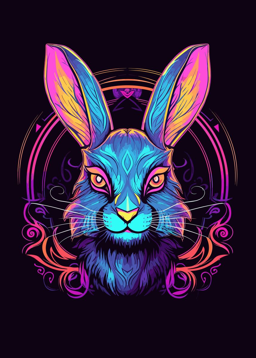'Rabbit Cute Animals' Poster, picture, metal print, paint by MICHELLE ...