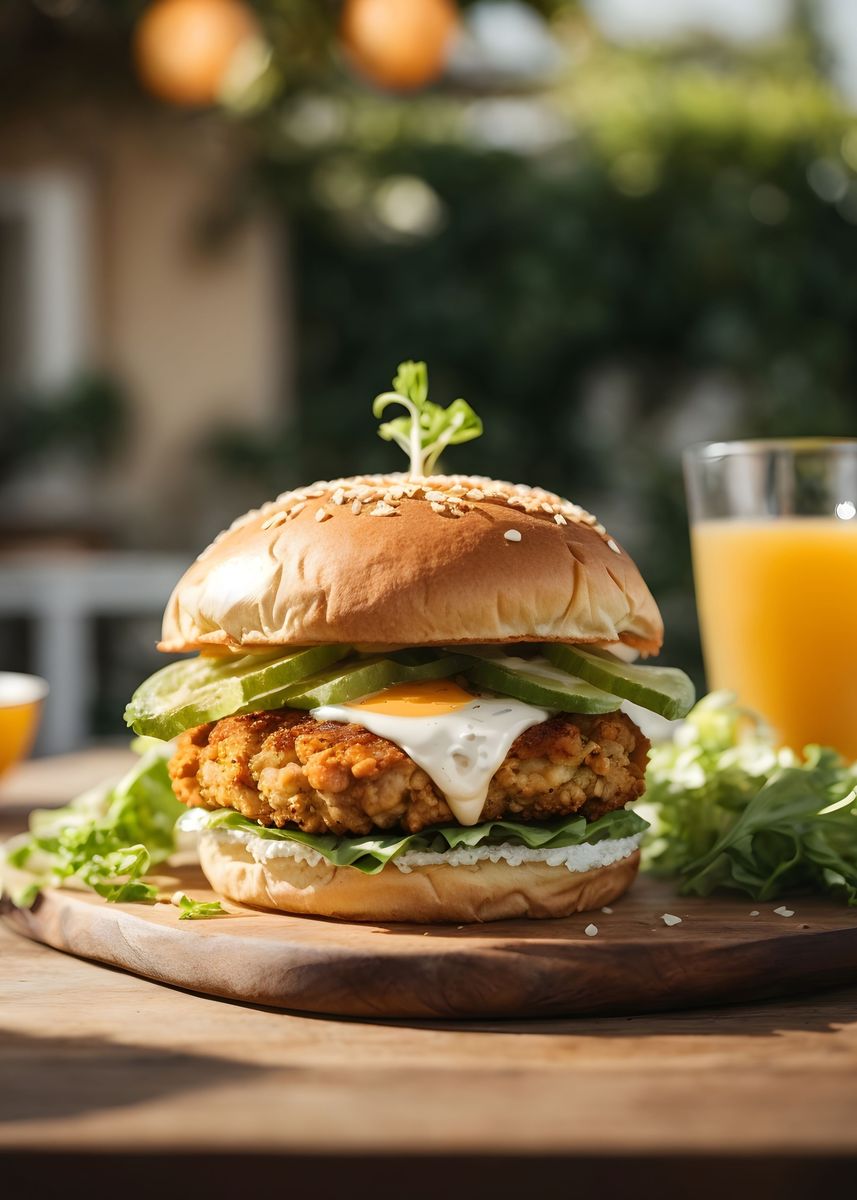 'Fried Chicken Burger' Poster by Wulfland Arts | Displate
