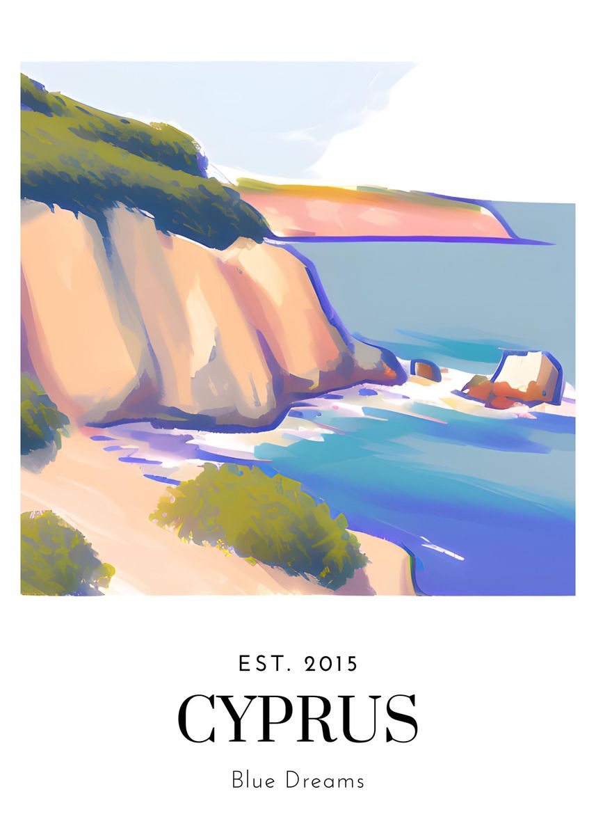 'Cyprus' Poster, picture, metal print, paint by Loulou projects | Displate