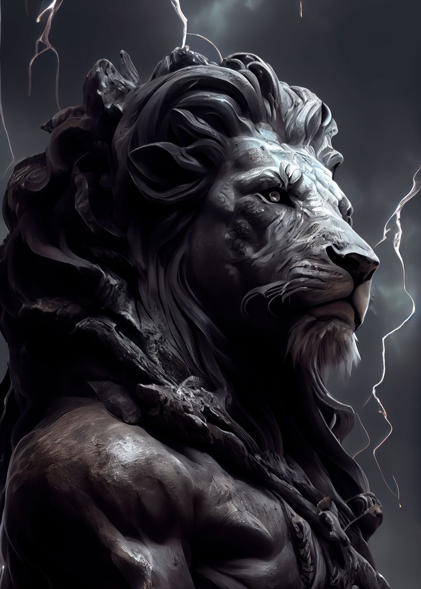 'lion god statue thunder ' Poster, picture, metal print, paint by mk ...