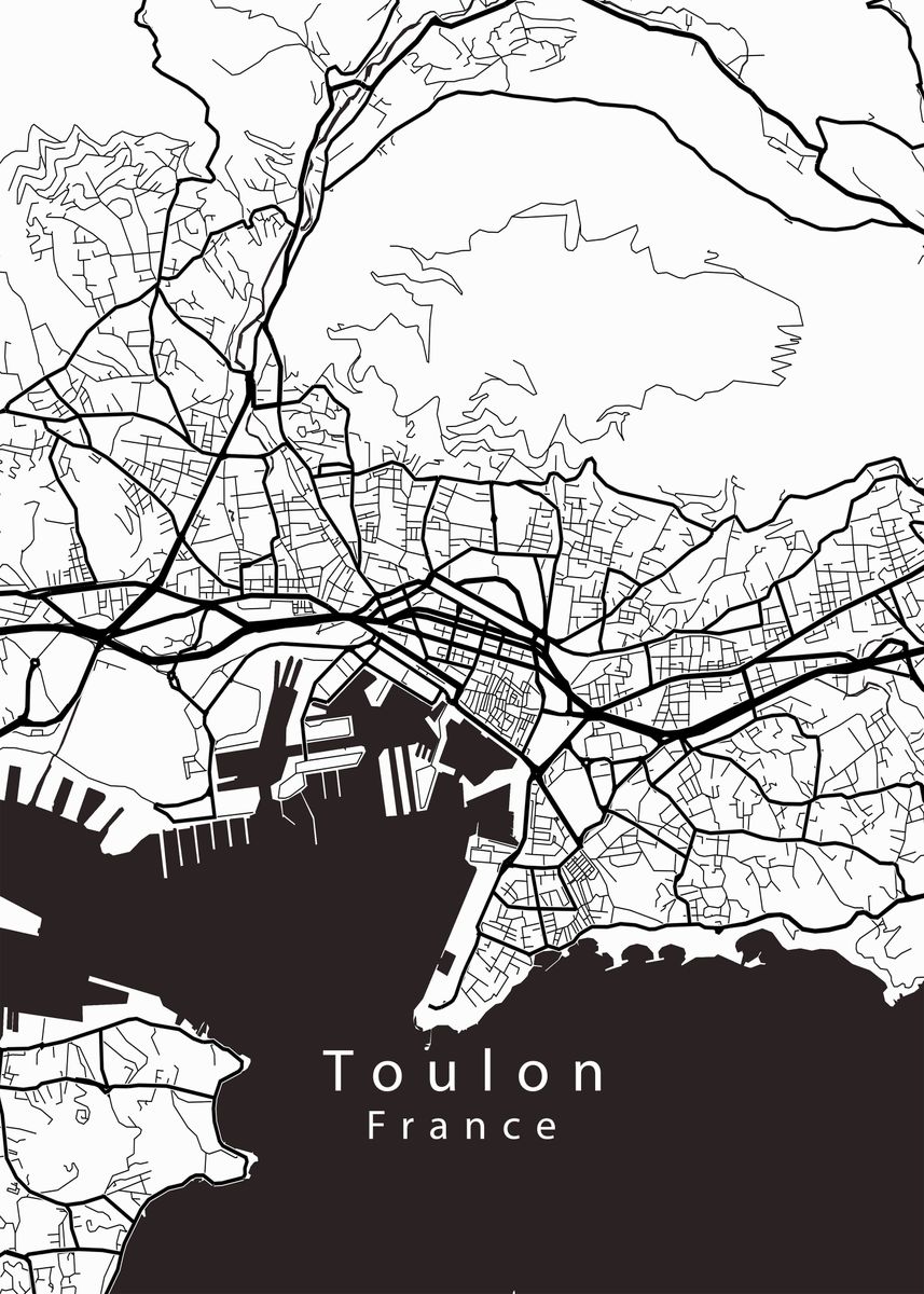 'Toulon France City Map' Poster, picture, metal print, paint by Mapique ...