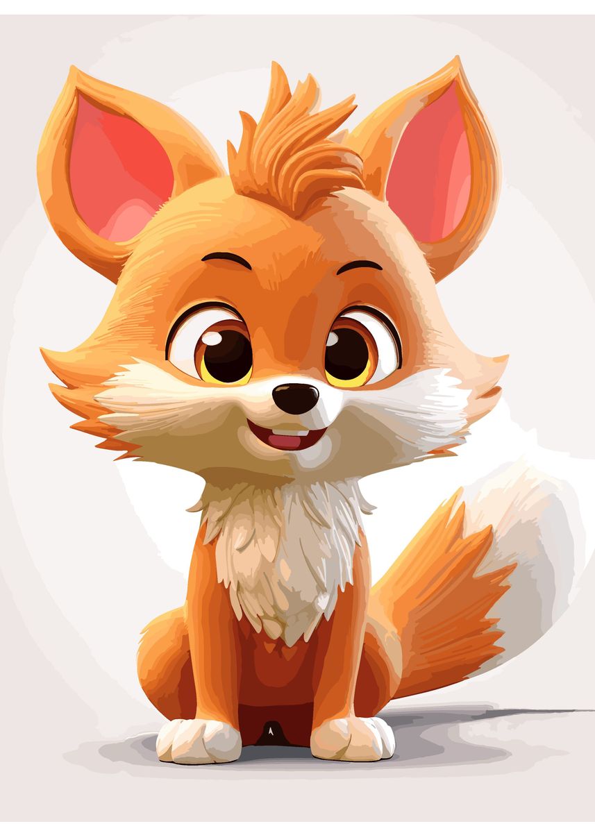 'cute fox animal cartoon' Poster, picture, metal print, paint by ...