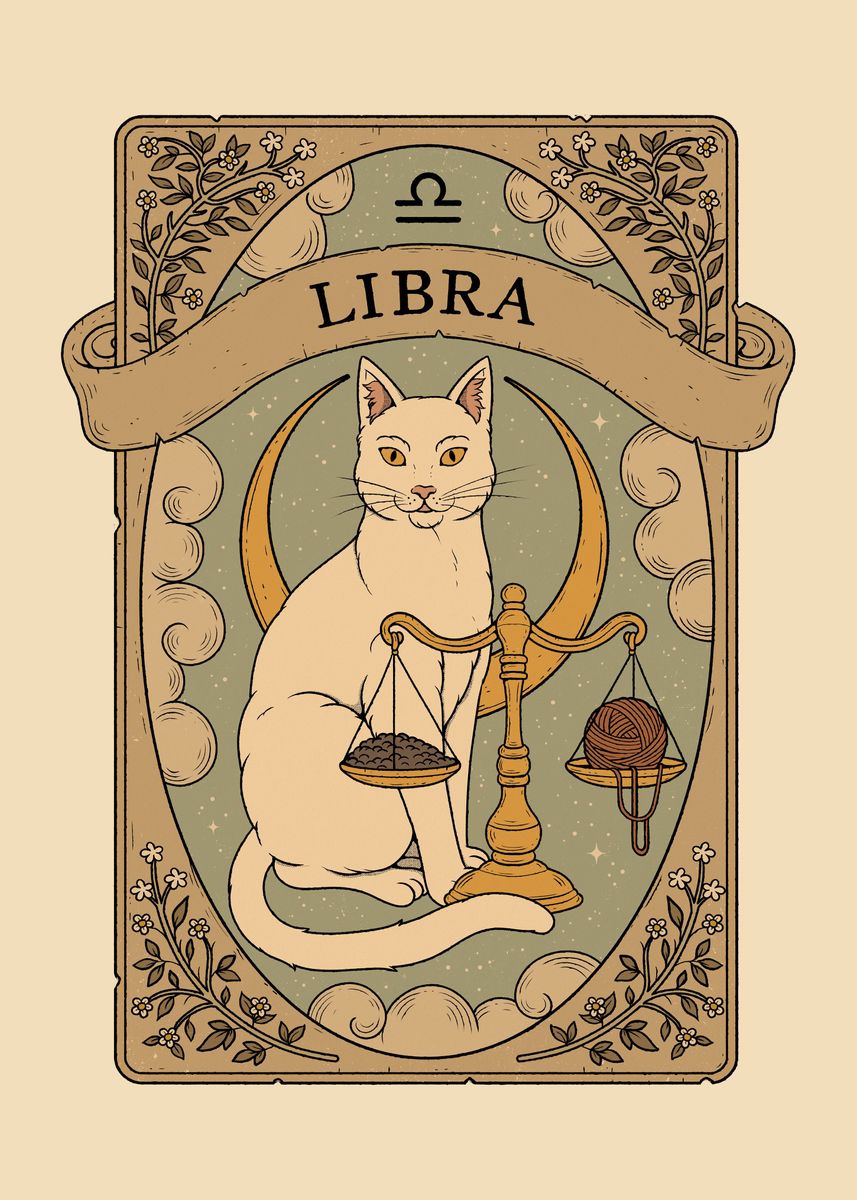 'Cats Astrology Libra' Poster, picture, metal print, paint by Thiago ...