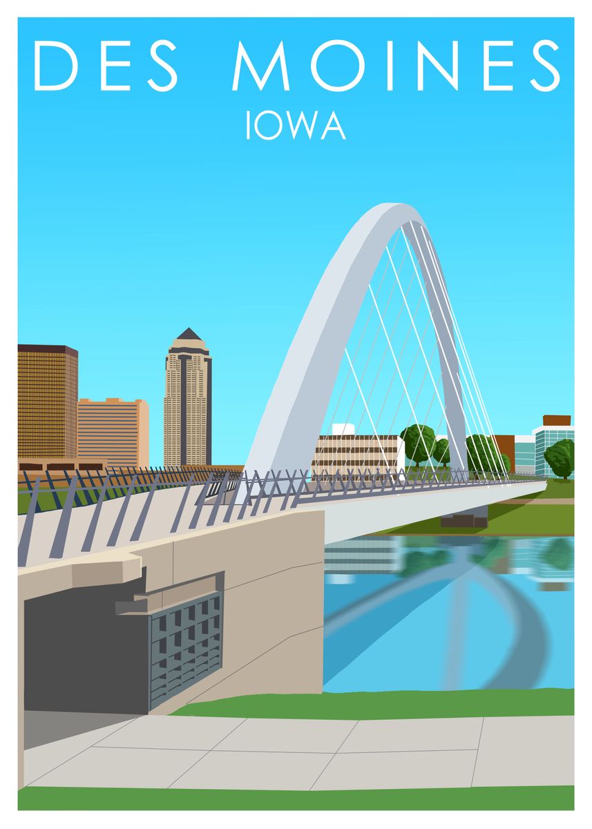 'Des Moines' Poster, picture, metal print, paint by OmegaArt | Displate