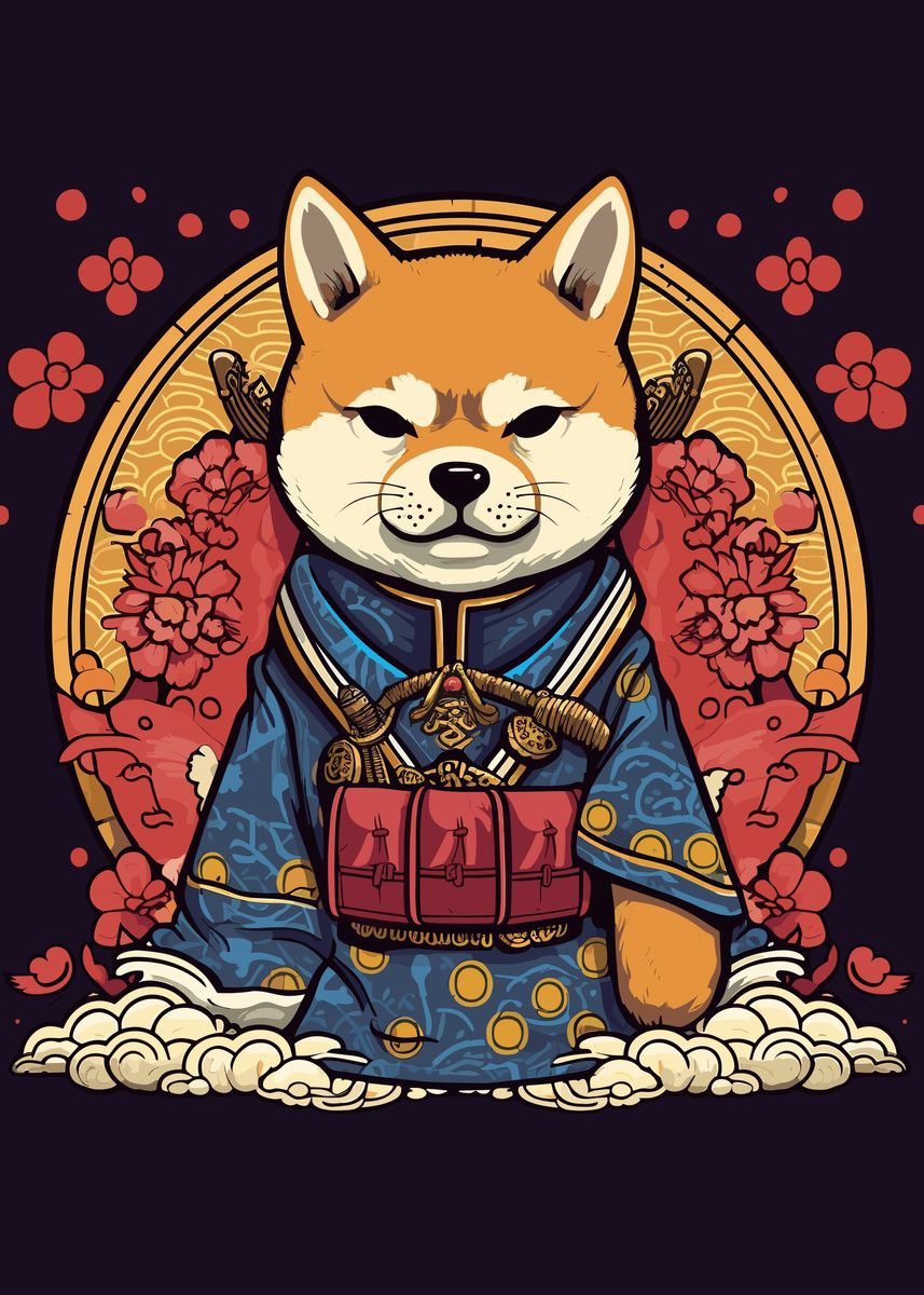 'Dog Japanese Animals' Poster, picture, metal print, paint by Agnes ...