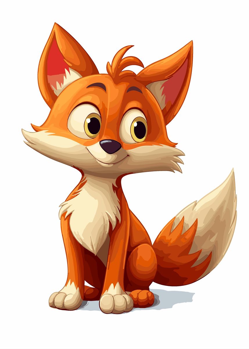 'cute fox animal cartoon' Poster, picture, metal print, paint by ...