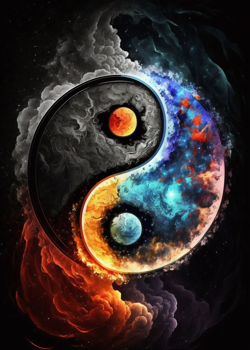 'Sun and Moon Yin Yang' Poster, picture, metal print, paint by ...