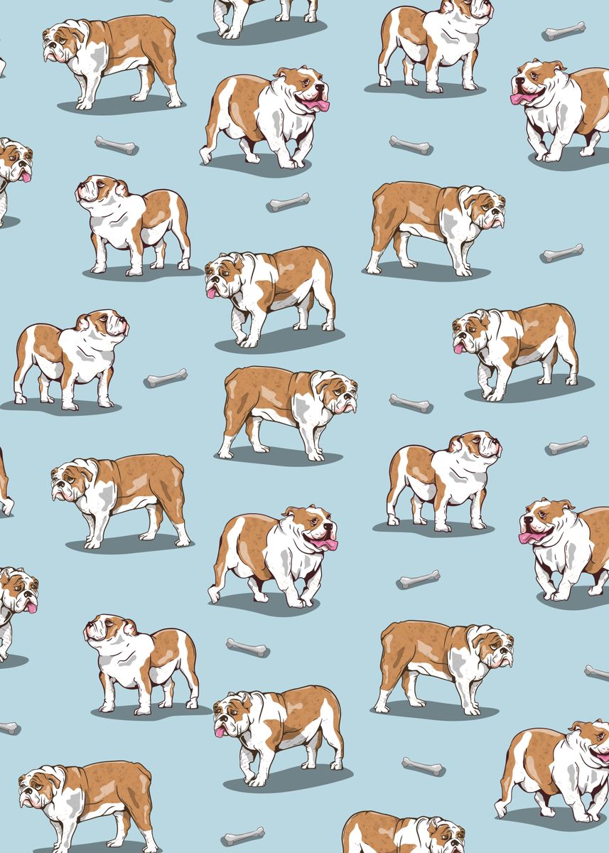'English Bulldog pattern' Poster, picture, metal print, paint by ...