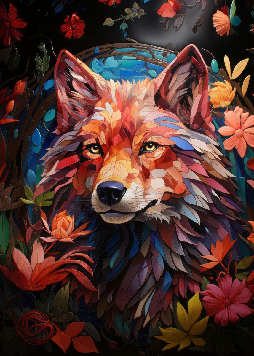 'Red Wolf Paradise' Poster, picture, metal print, paint by Isobel ...