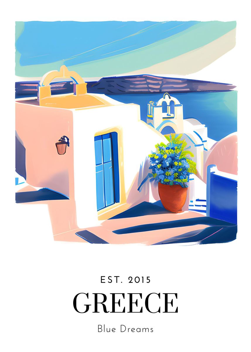 'Beautiful Greece ' Poster, picture, metal print, paint by Loulou ...