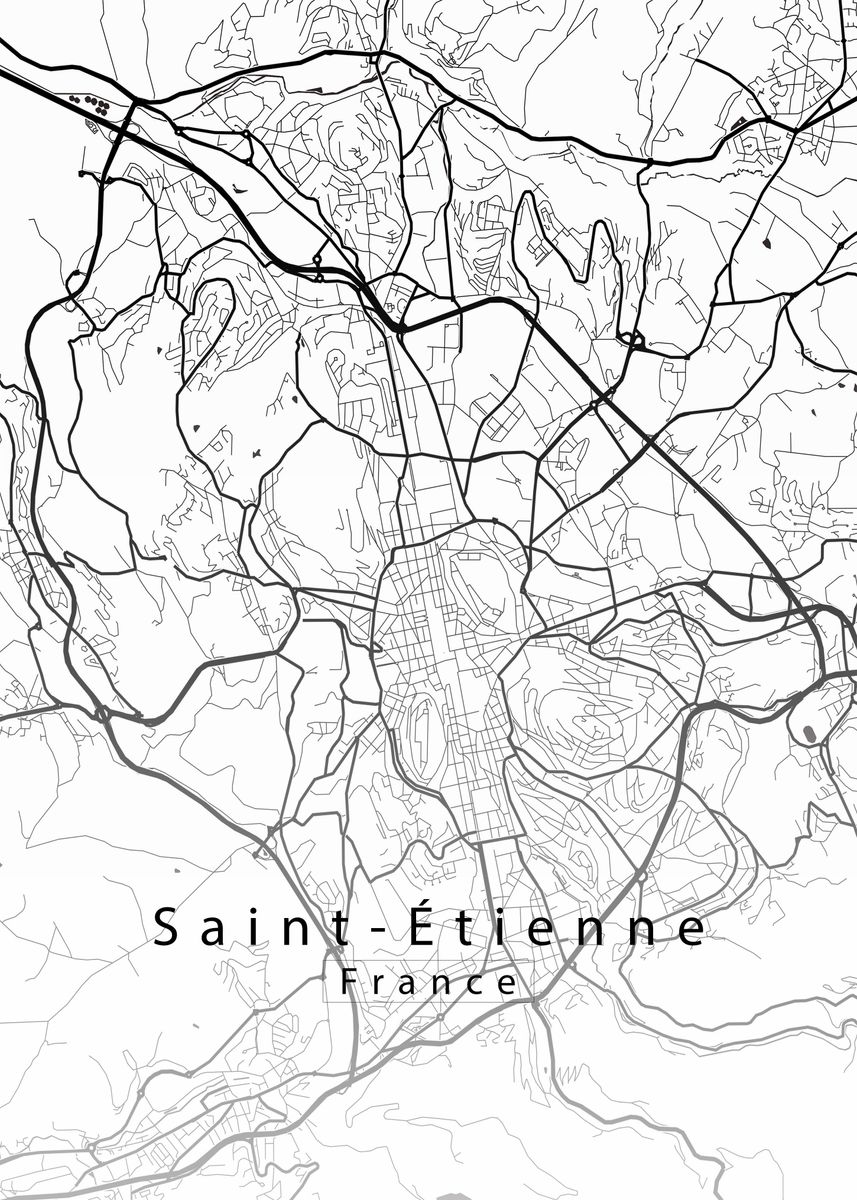 'Saint Etienne City Map' Poster, picture, metal print, paint by Robin ...