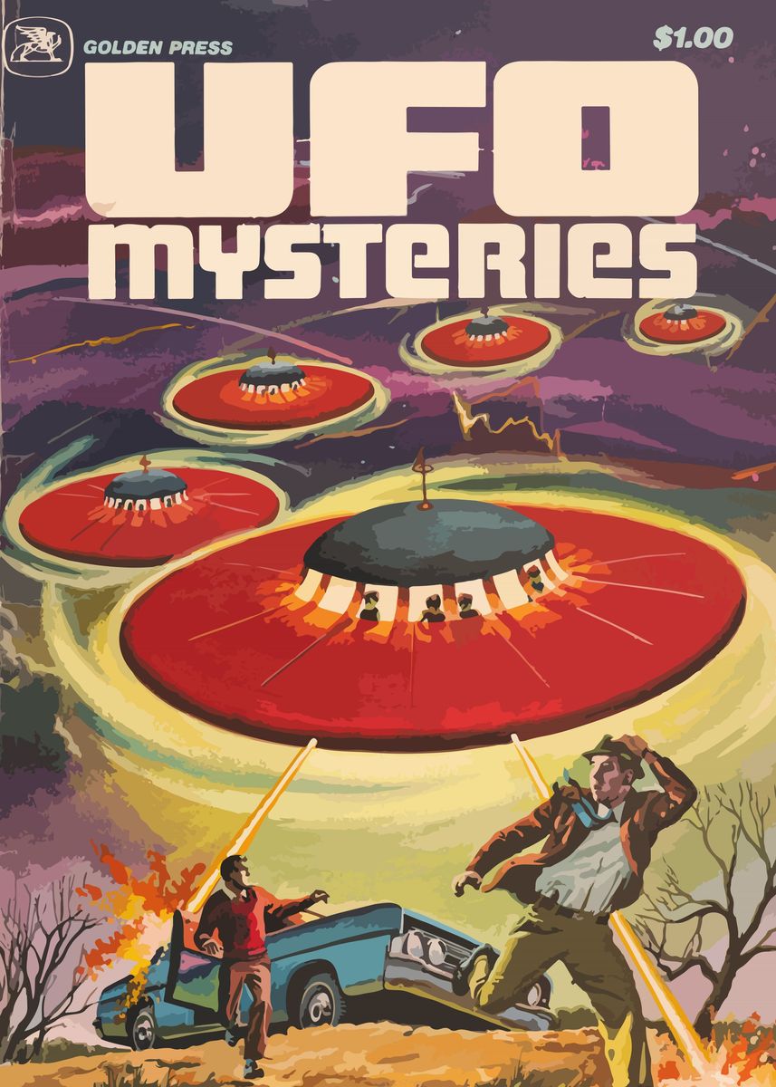 'Vintage Ufo' Poster, picture, metal print, paint by ORCH ART | Displate