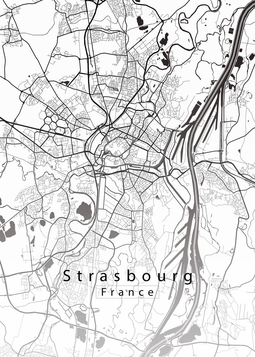 'Strasbourg France City Map' Poster by Robin Niemczyk | Displate