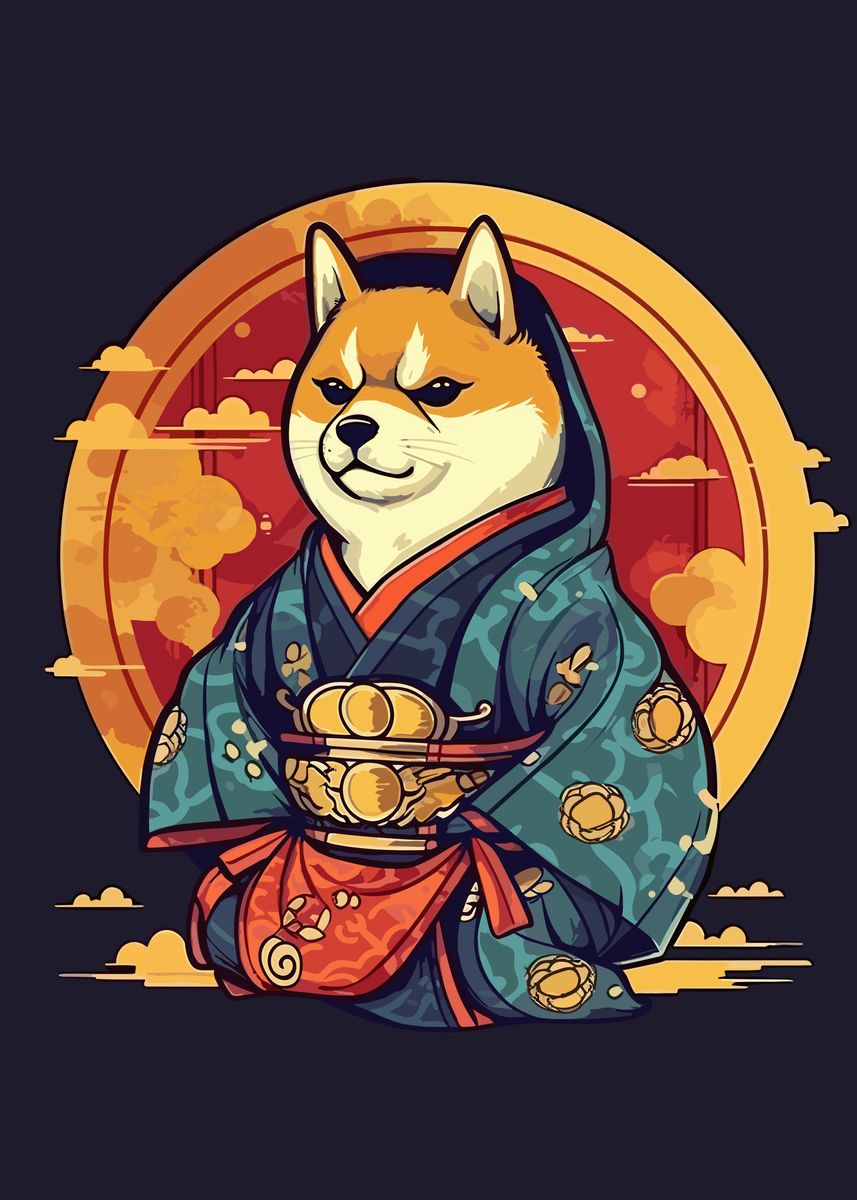 'Dog Japanese Animals' Poster, picture, metal print, paint by Ted ...