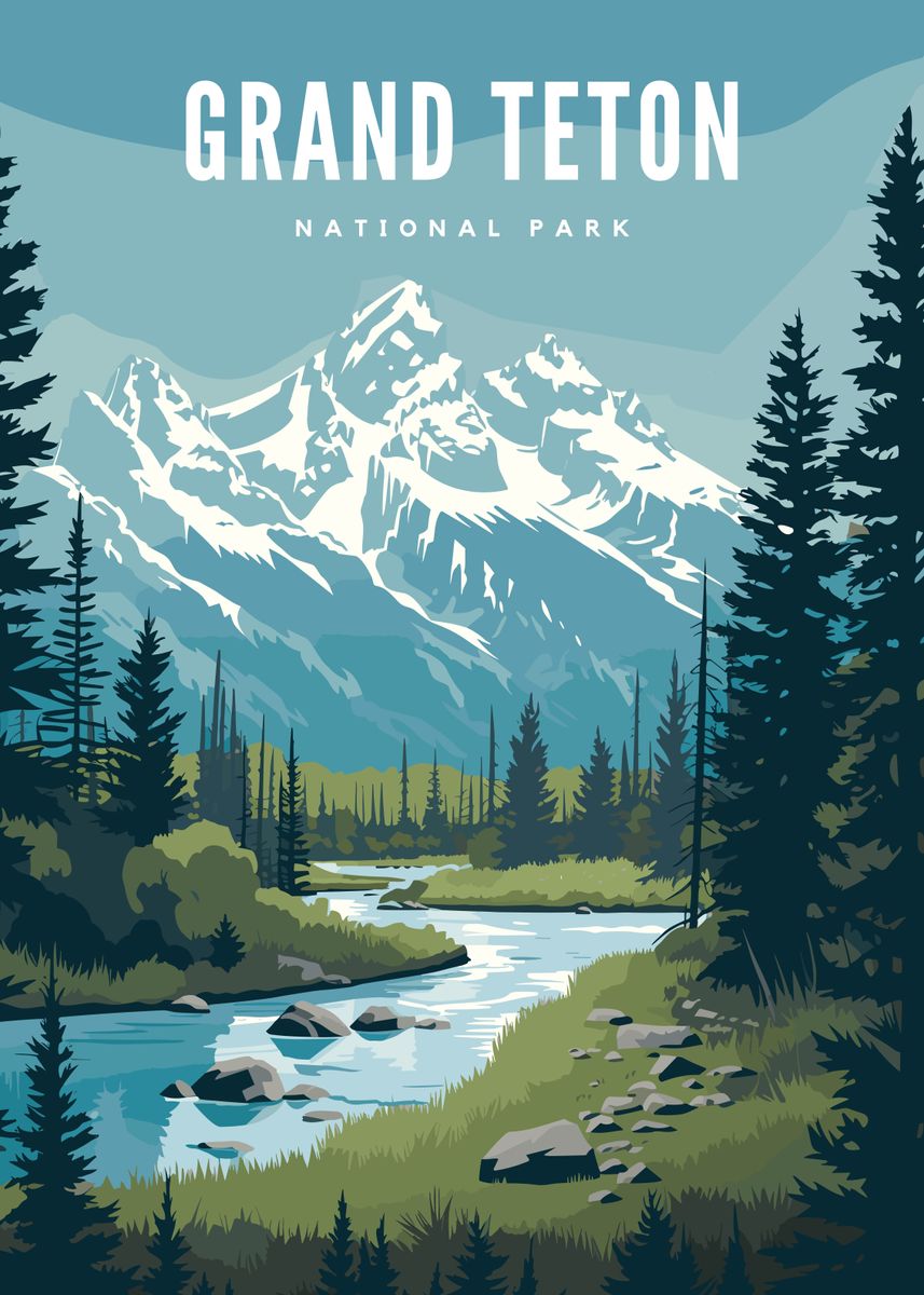 'Grand Teton National Park' Poster, picture, metal print, paint by Mark ...