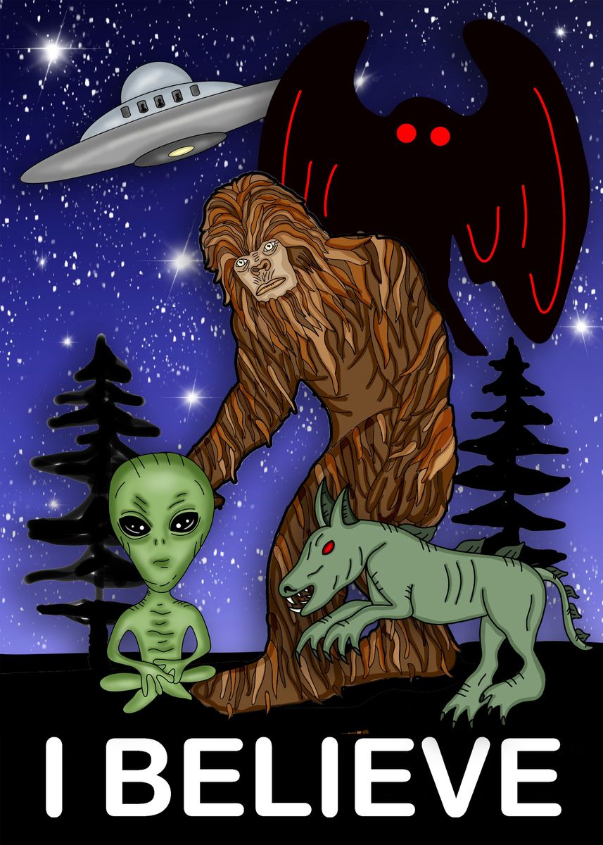 'Cryptids I Believe Bigfoot' Poster, picture, metal print, paint by ...