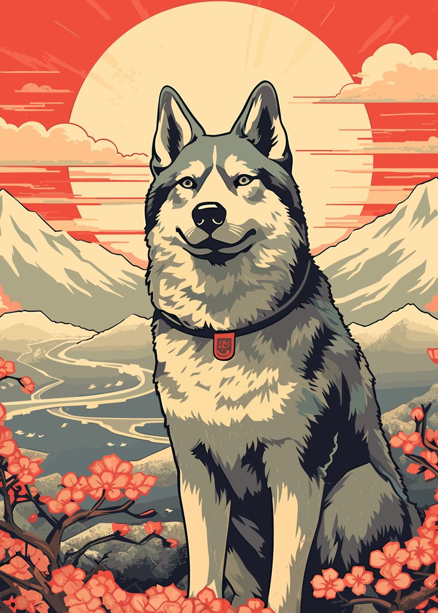 'Dog Japanese Animals' Poster, picture, metal print, paint by Ted ...