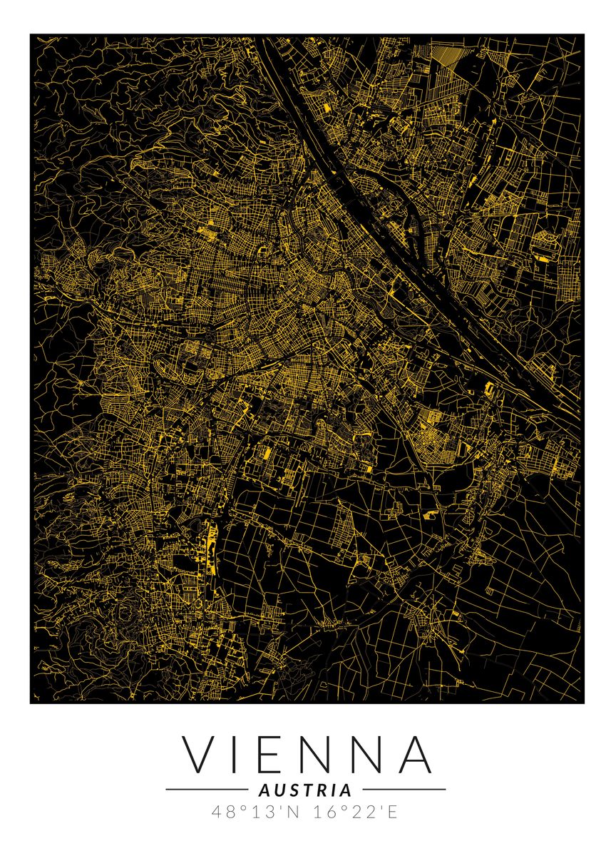 'Vienna Map' Poster, picture, metal print, paint by Posterium Wall Art ...