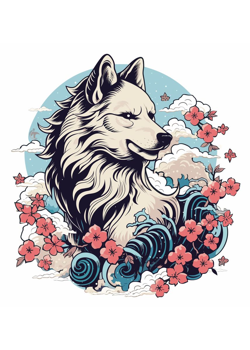 'Amaterasu Wolf ' Poster, picture, metal print, paint by Ardyce Behn ...