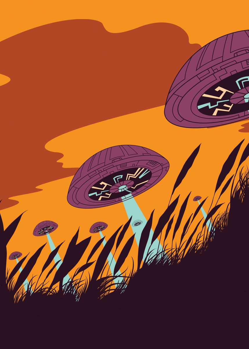 'Trippy UFO Invasion' Poster by Matt Dawson | Displate