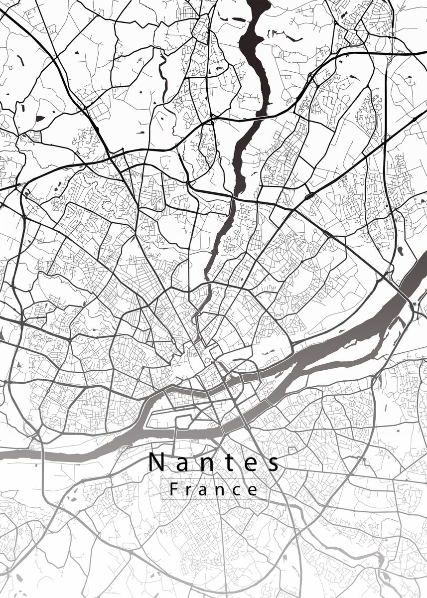 'Nantes France City Map' Poster, picture, metal print, paint by Mapique ...