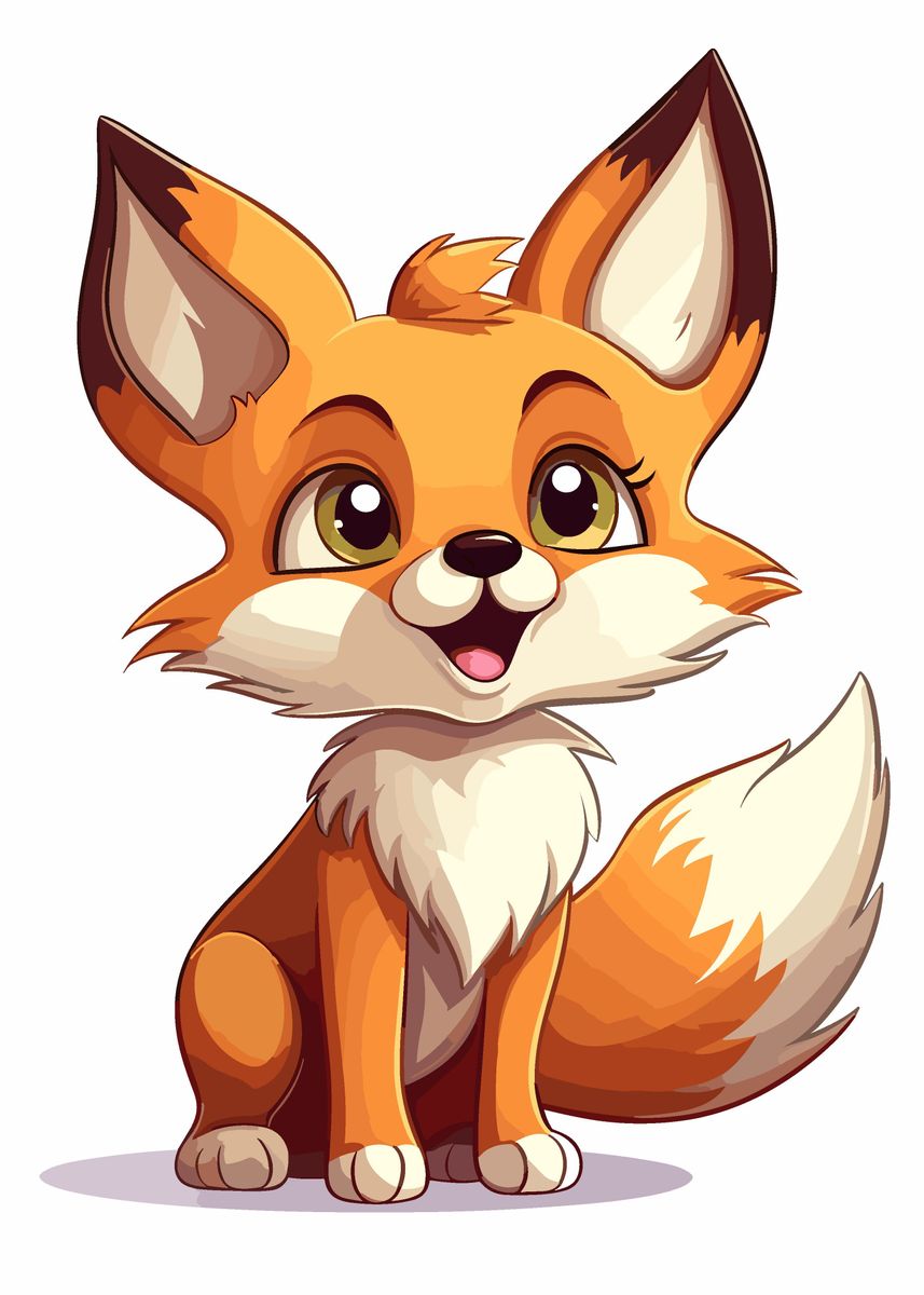 'cute fox animal cartoon' Poster, picture, metal print, paint by ...