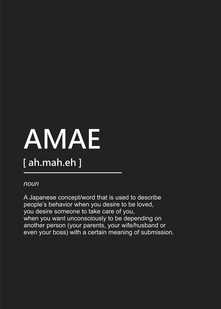 'amae meaning' Poster, picture, metal print, paint by Ratna Mutia Dewi ...